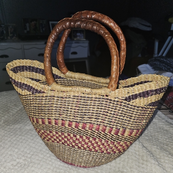 Bags | Handwoven African Multicolor Straw Tote Bag | Poshmark
